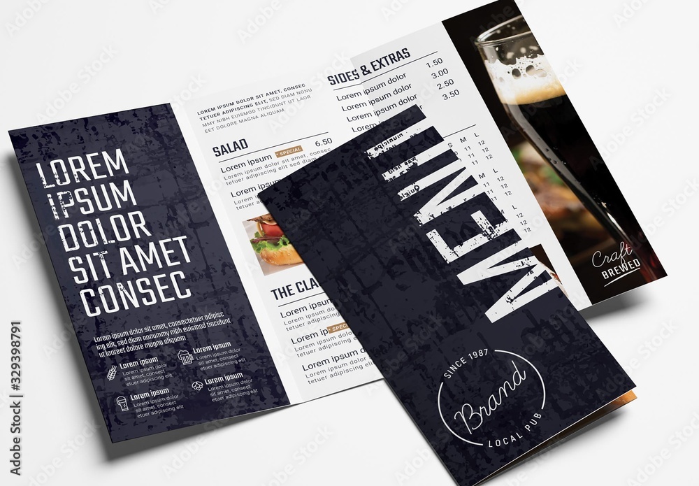 Trifold Bar Menu Layout Stock Template | Adobe Stock