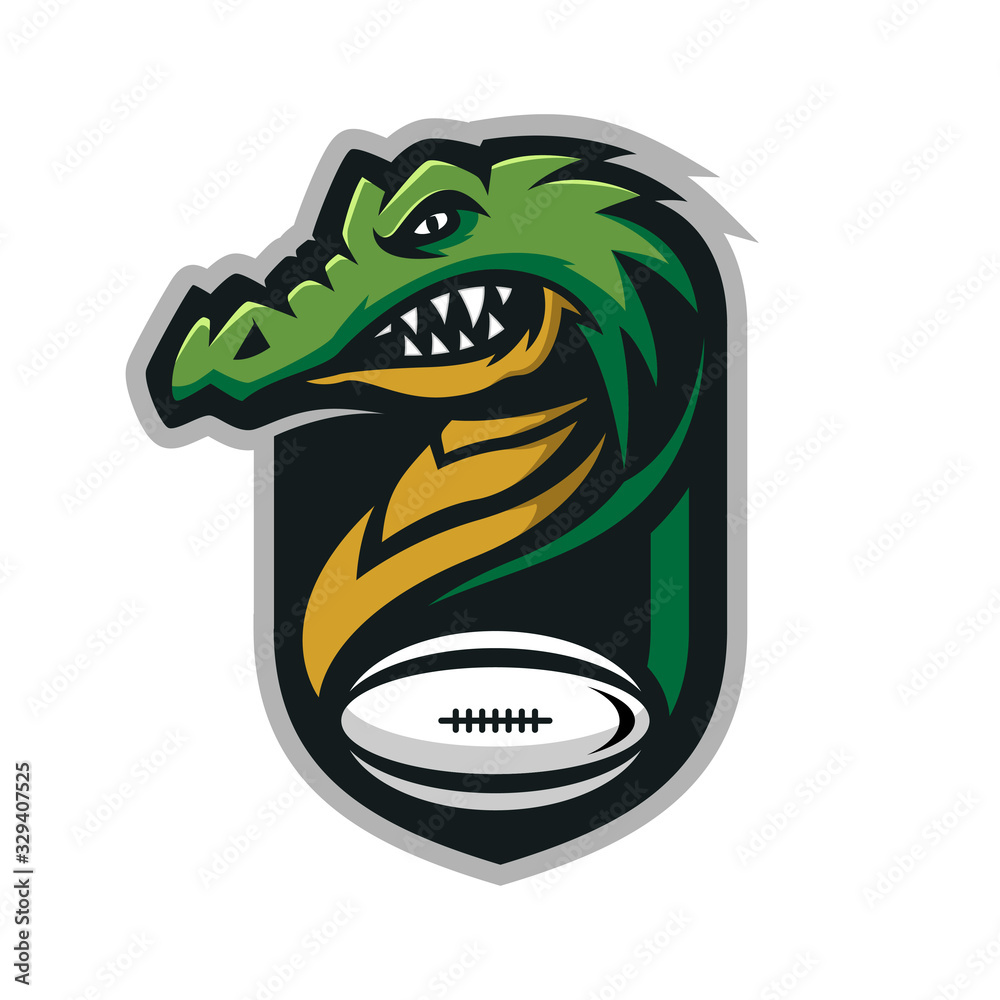 Crocodile head mascot logo for the Rugby team logo. vector illustration ...