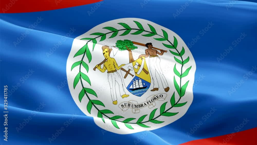 Belize waving flag. National 3d Belizean flag waving. Sign of Belize ...