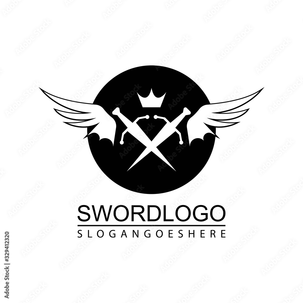 Sword Winged Logo Vector Template Design Stock Vector | Adobe Stock