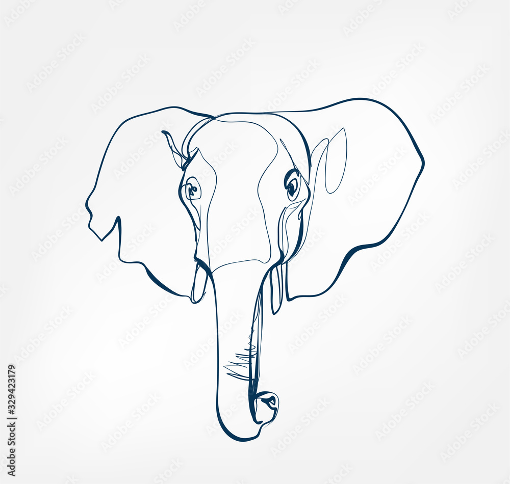 elephant vector animal wild one line design Stock Vector | Adobe Stock