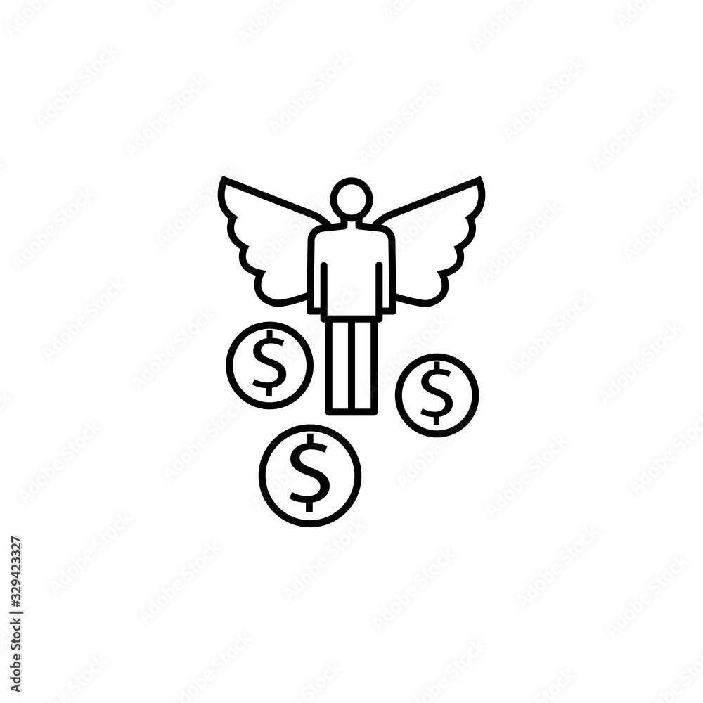angel with dollar line illustration icon on white background Stock ...