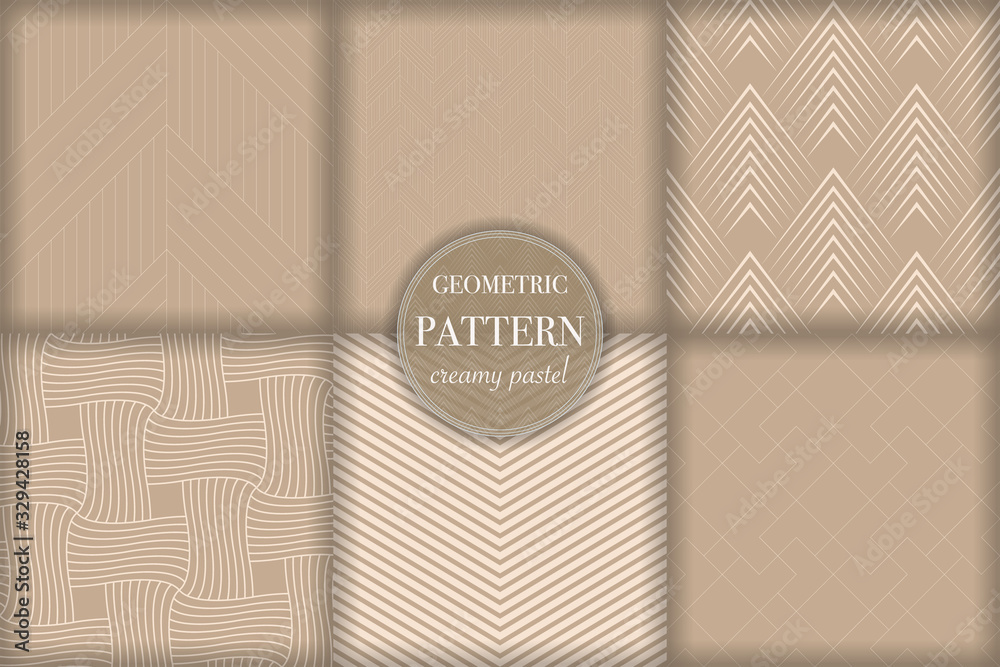 Set of soft creamy color pastel premium geometric seamless pattern ...