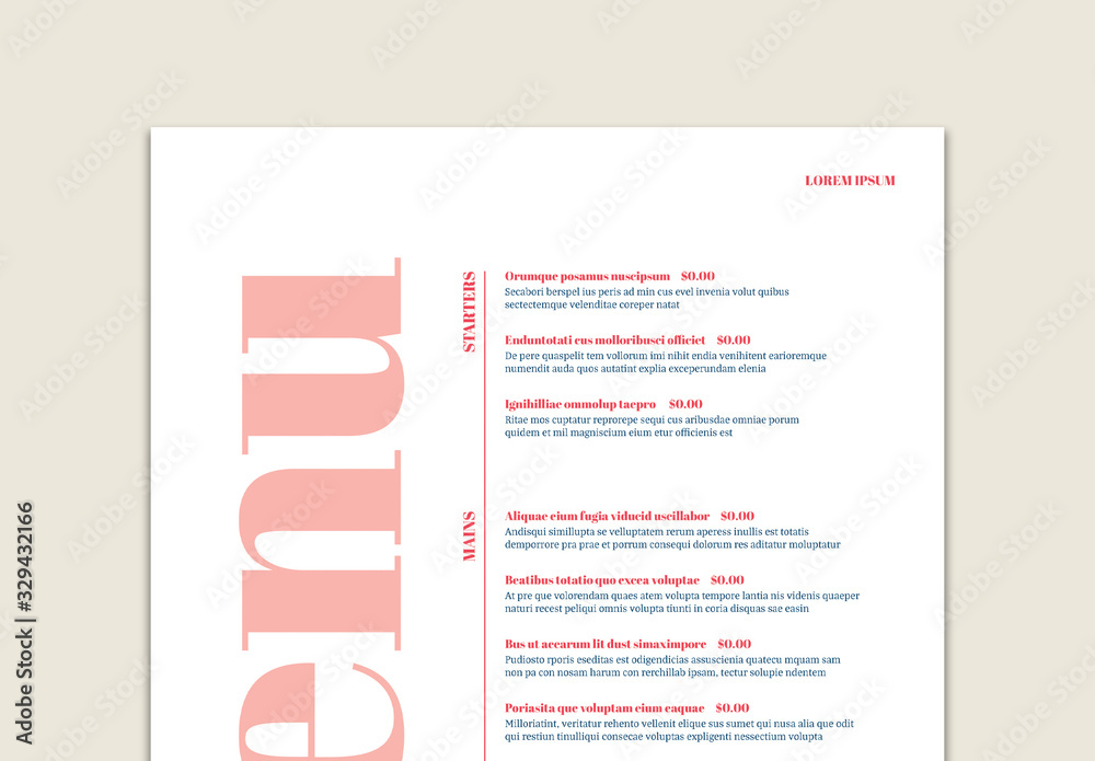 Simple Menu Layout Stock Template | Adobe Stock