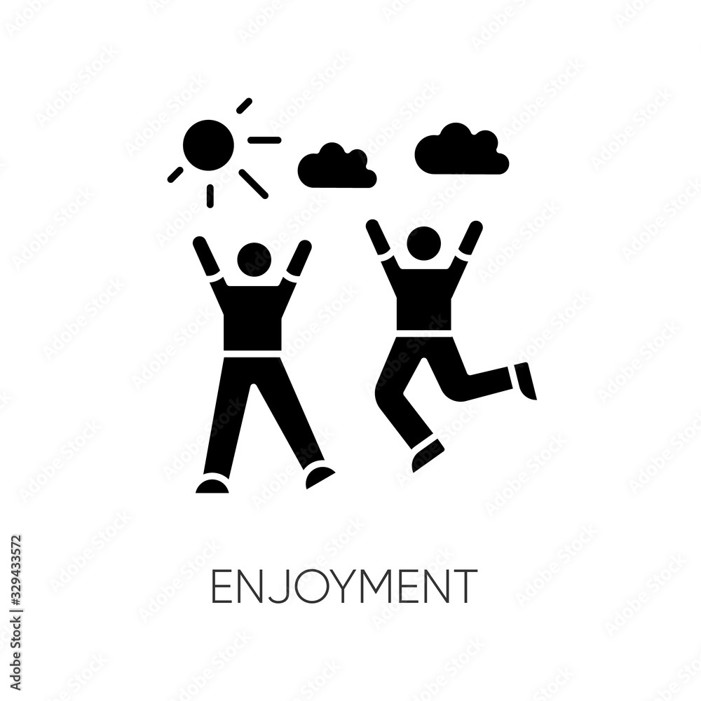 Enjoyment black glyph icon. Friendship, togetherness, happiness ...