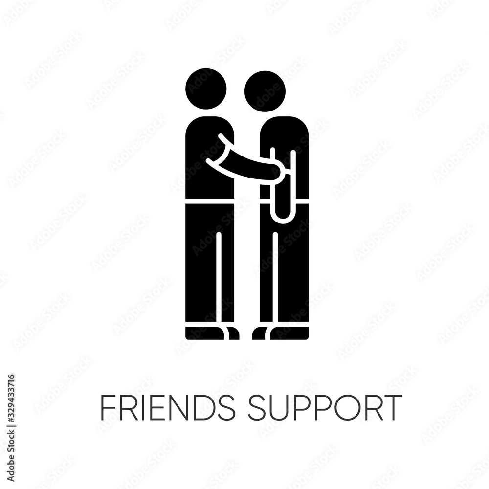 Friends support black glyph icon. Friendly help, assistance. Friendship ...