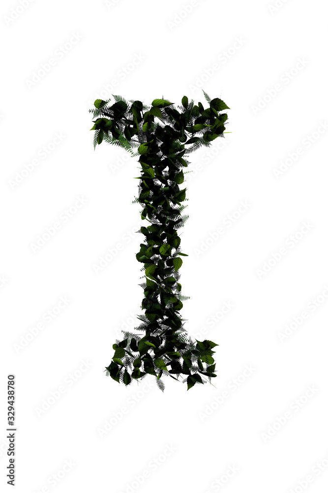 Letter I made of leaf isolated on white. Stock Illustration | Adobe Stock