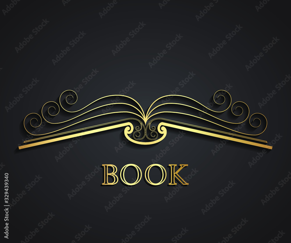 3d golden elegant ornametal book logo Stock Vector | Adobe Stock