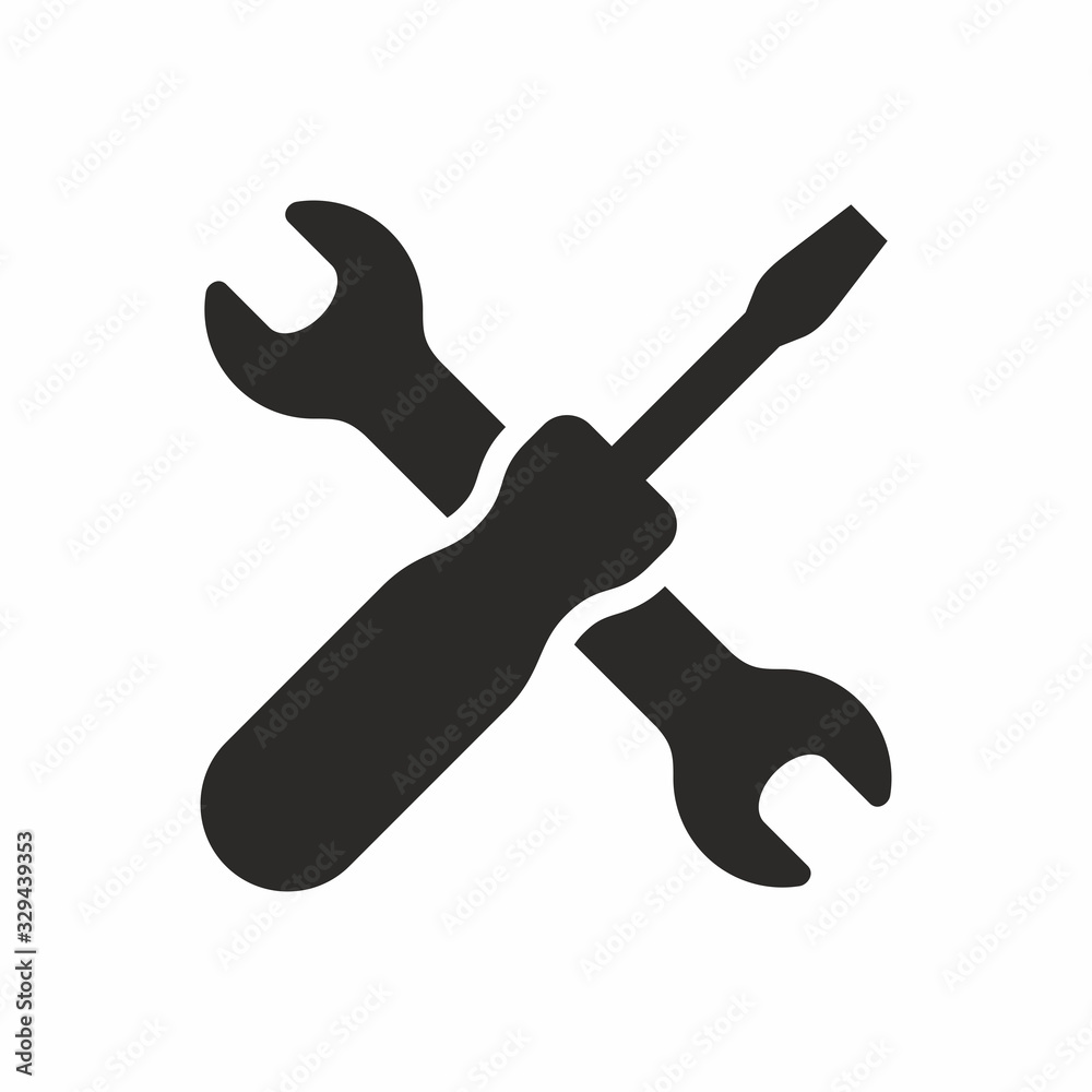 Spanner and screwdriver, tools icon. Vector icon isolated on white ...
