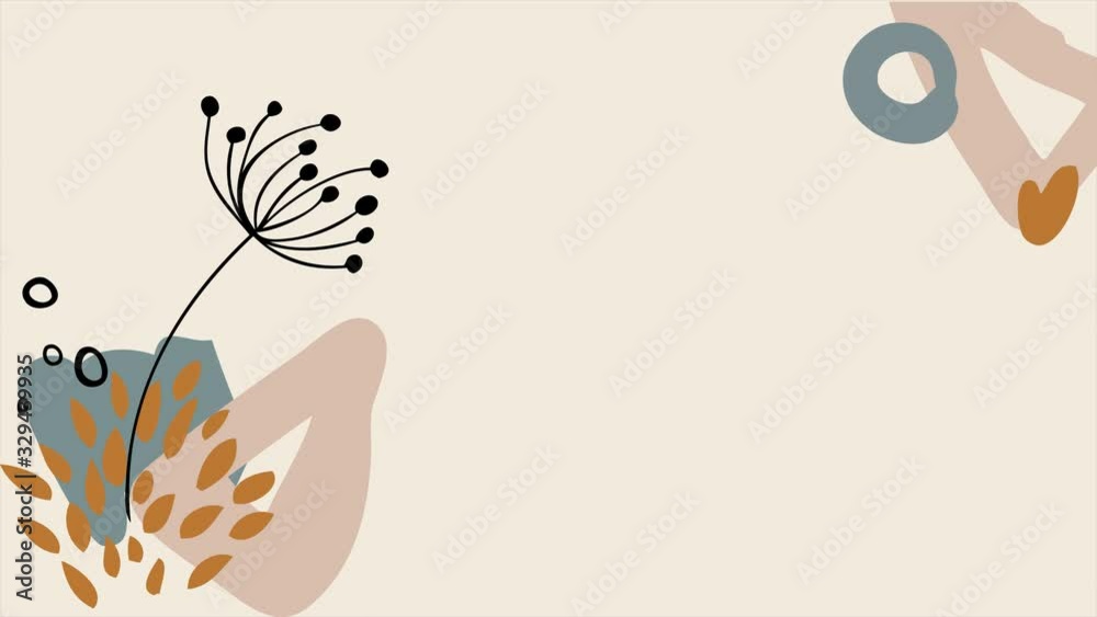 Hand drawn animation floral background isolated on white. Design ...