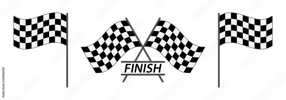Set of finish flag. Finish flag for car racing flat vector icon for ...