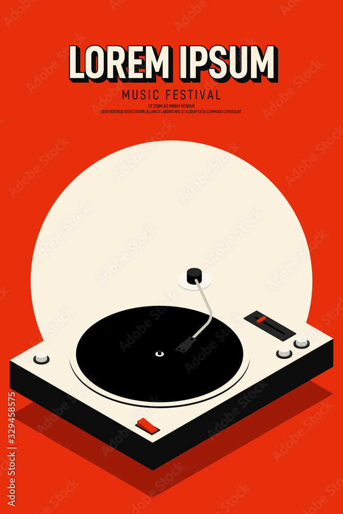 Music poster design template background with vinyl record modern ...