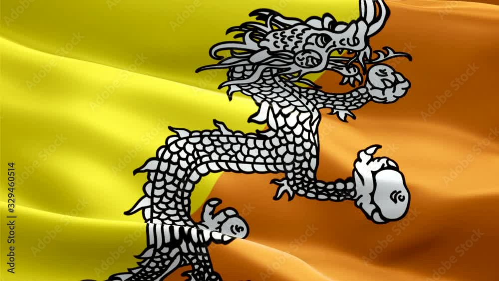 Wideo Stock: Bhutan flag Motion Loop video waving in wind. Realistic ...