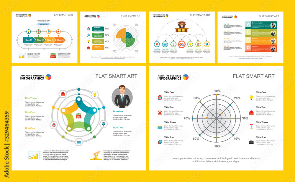 Colorful planning or economy concept infographic charts set. Business ...