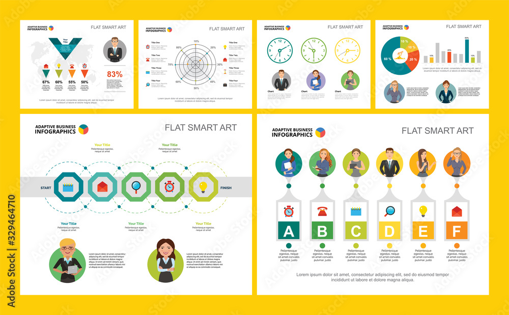 Colorful analysis charts set for presentation slide templates. Business ...