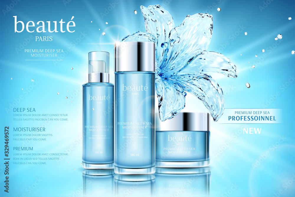 Moisturizing cosmetic set ads Stock Vector | Adobe Stock