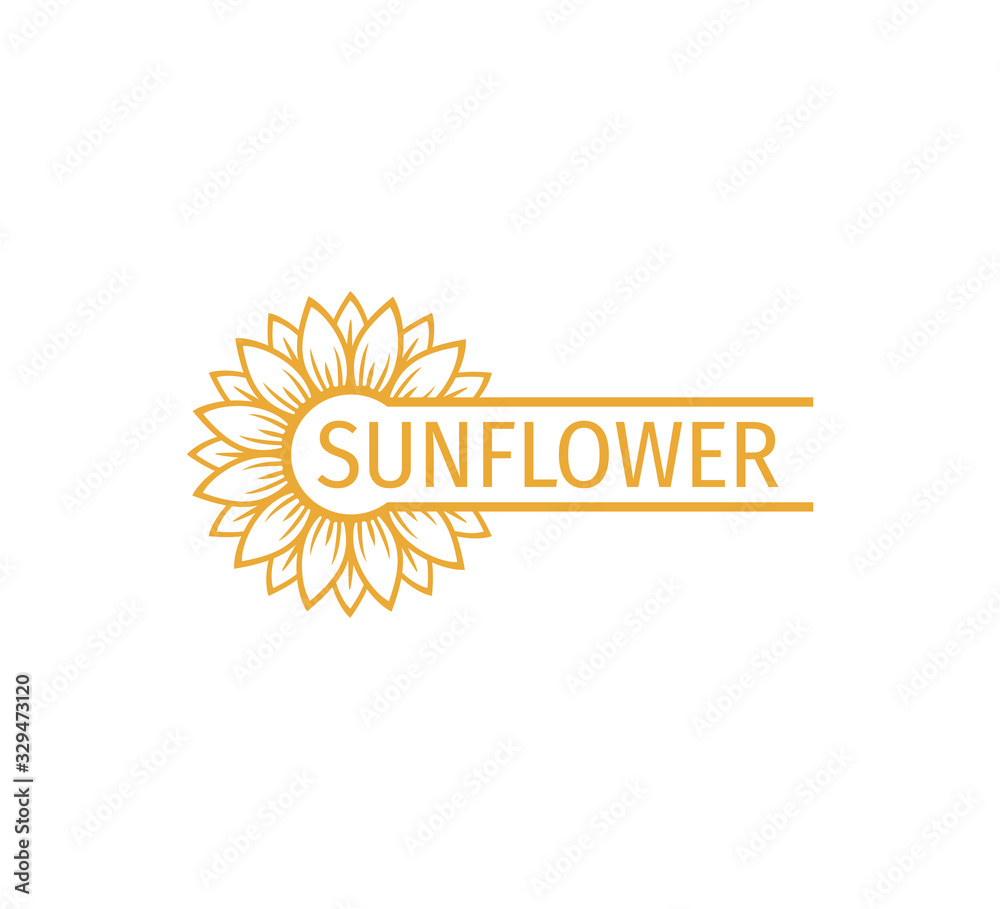 sunflower vector logo design concept with space bar for text writing ...