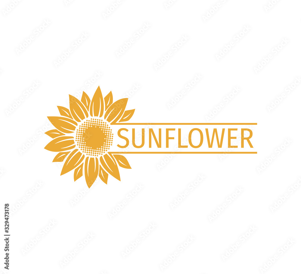 sunflower vector logo design concept with space bar for text writing ...