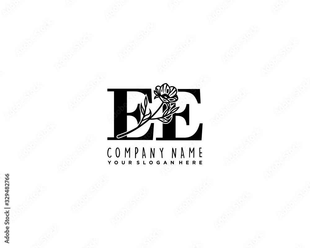 Letter EE handwrititing logo with a beautiful template Stock Vector ...