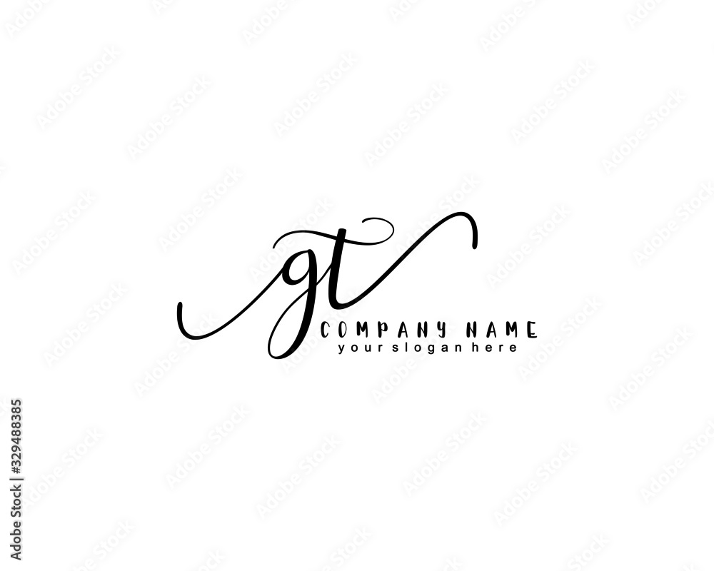 Letter GT handwrititing logo with a beautiful template Stock Vector ...