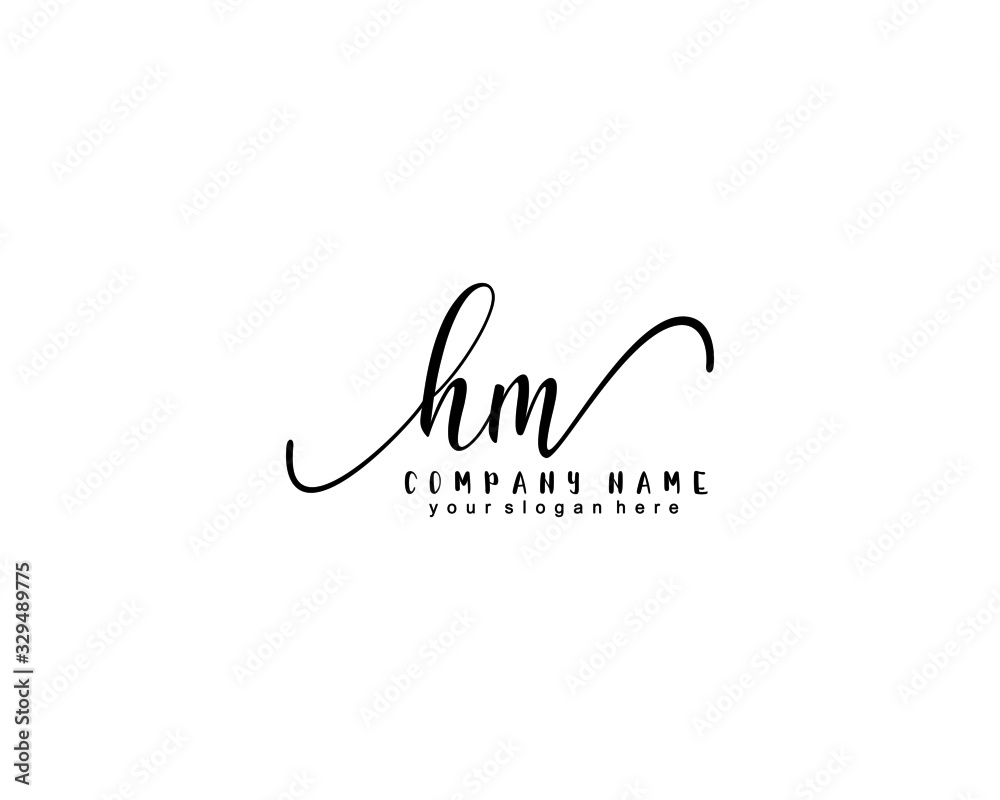 Letter HM handwrititing logo with a beautiful template Stock Vector ...