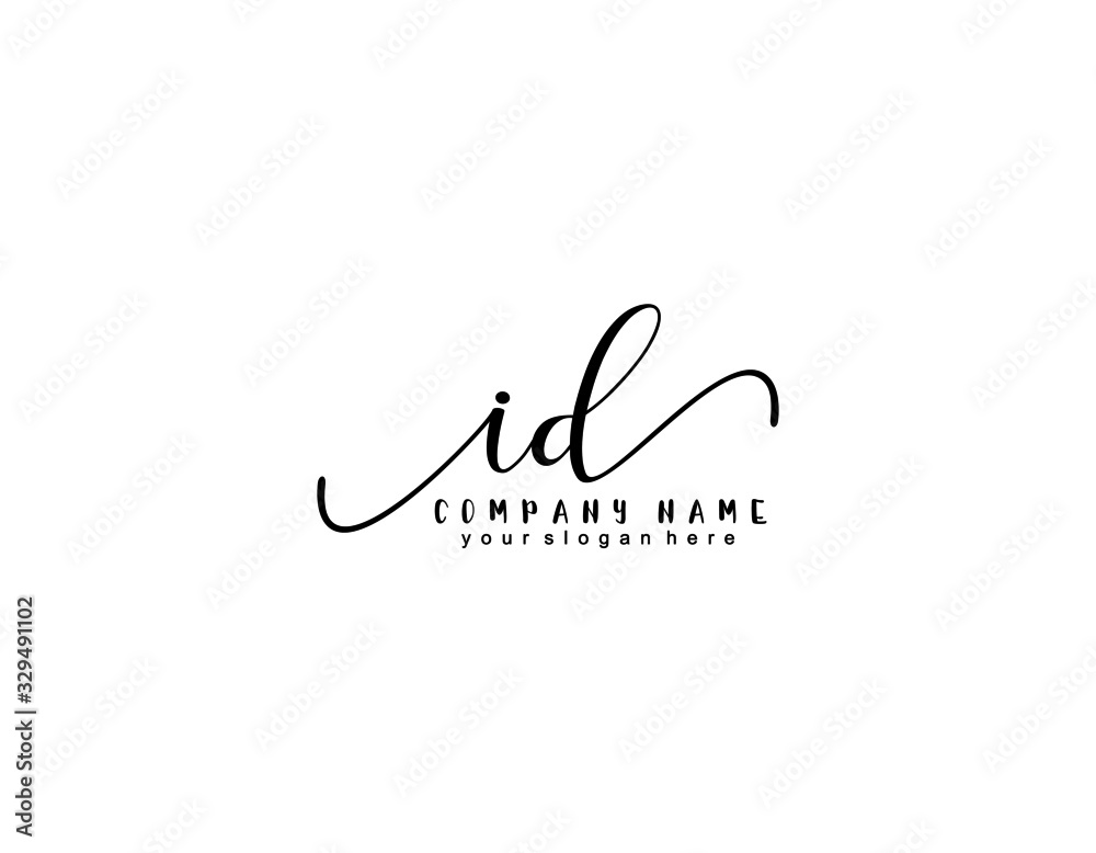 Letter ID handwrititing logo with a beautiful template Stock Vector ...
