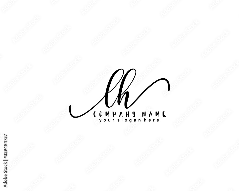 Vetor de Letter LH handwrititing logo with a beautiful template do ...