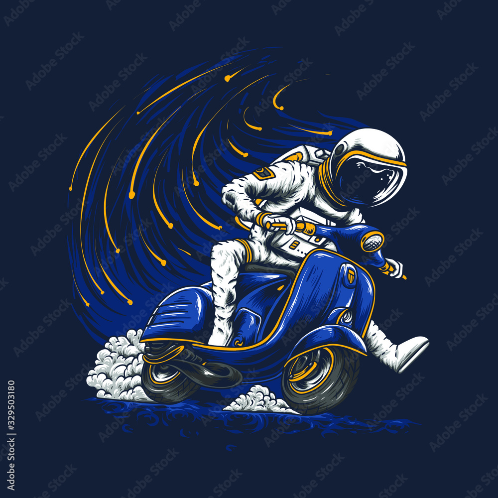 Astronaut Scooter Vector Illustration Stock Vector | Adobe Stock