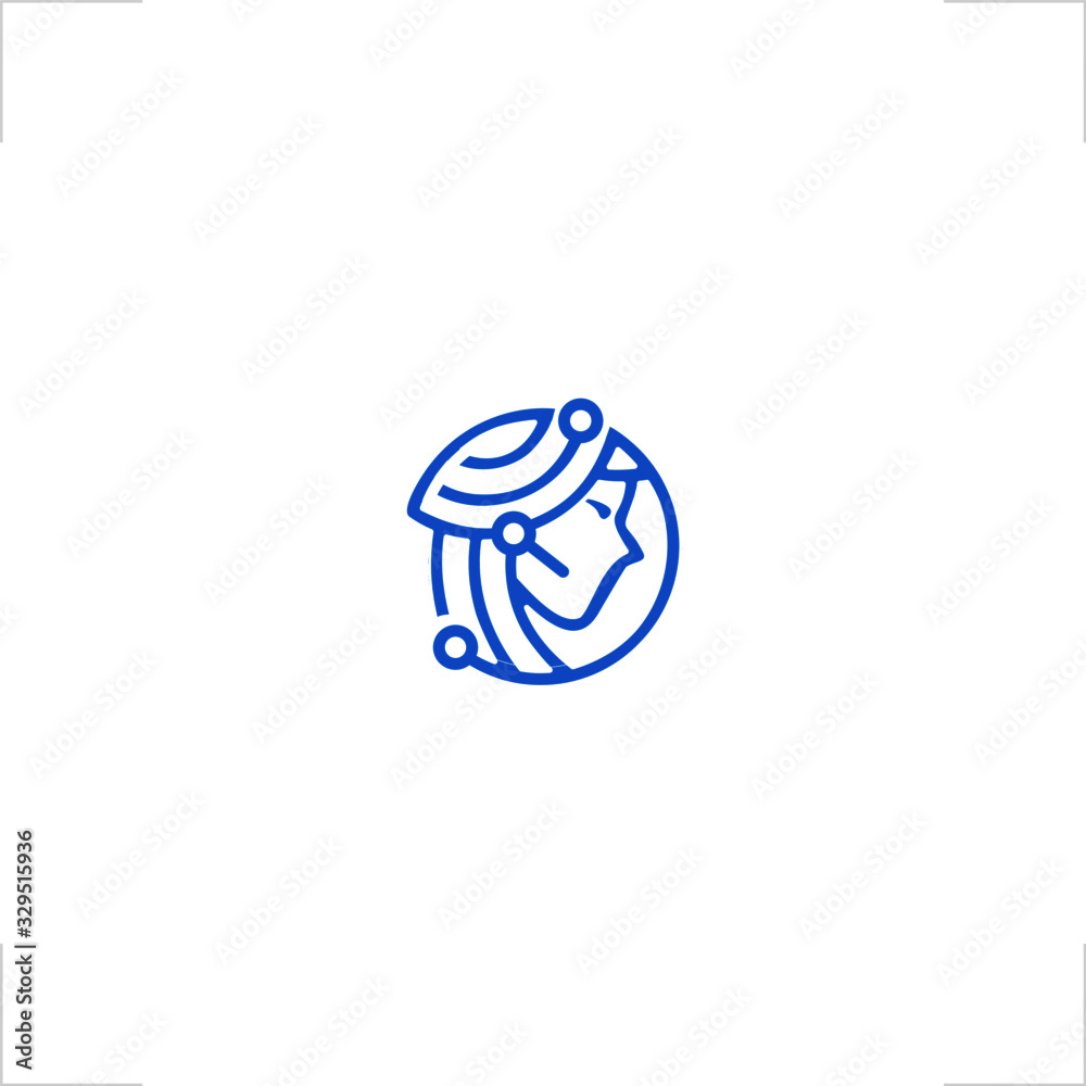 female figure side face head logo technology design Stock Vector ...