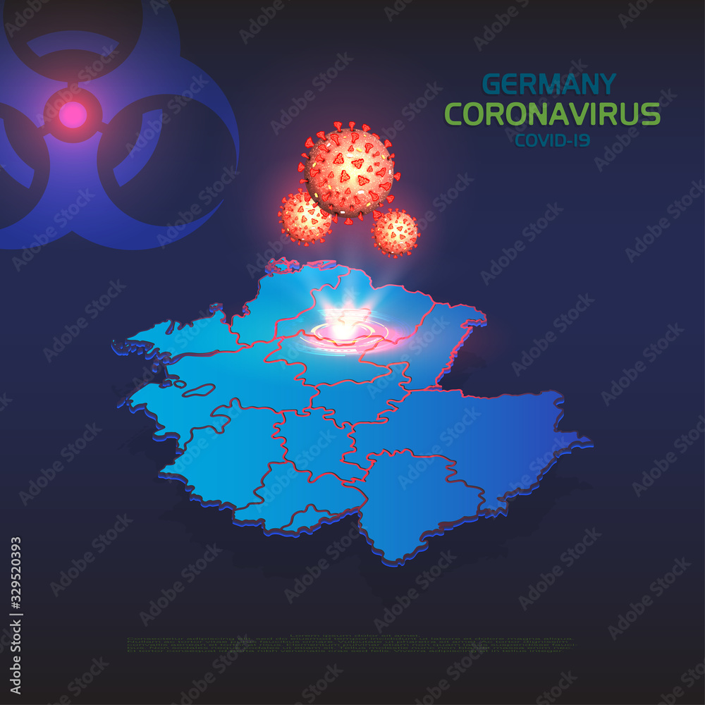 Coronavirus in Germany. Isometric map of Germany with regions country ...