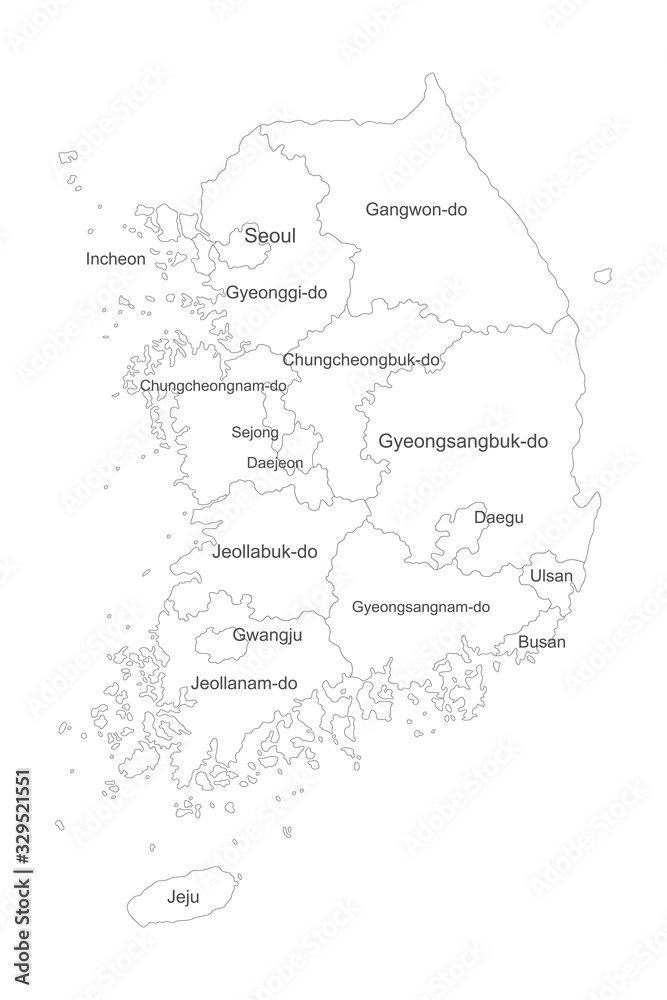 South korea detailed map with name labels. Perfect for business ...