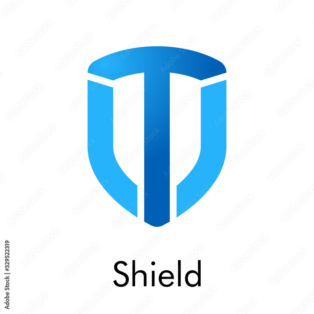 Logotipo con letra T como escudo en color azul Stock Vector | Adobe Stock