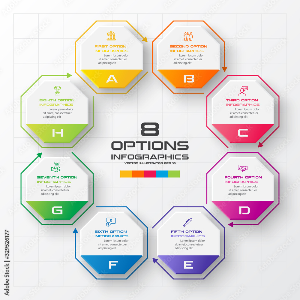 Octagon infographic fot business concept with 8 options,Abstract design ...