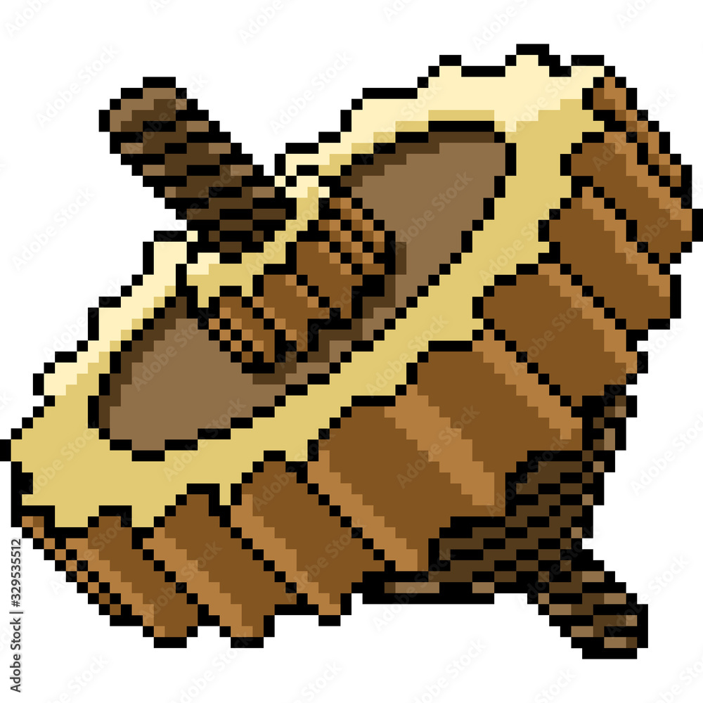 vector pixel art isolated golden gear Stock Vector | Adobe Stock