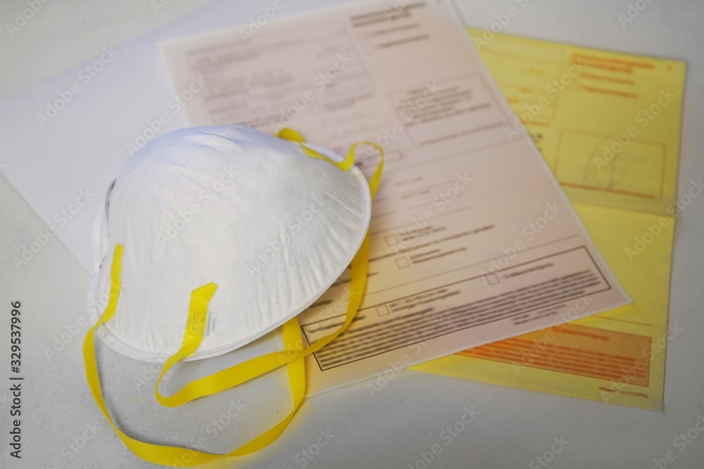 virus infection / respiratory infection - medical certificate and face ...