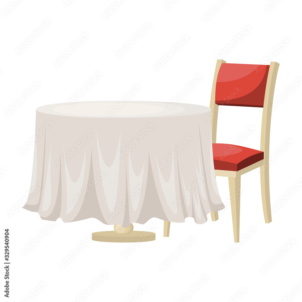 cartoon dining table with red chair . Vector illustration Stock Vector ...