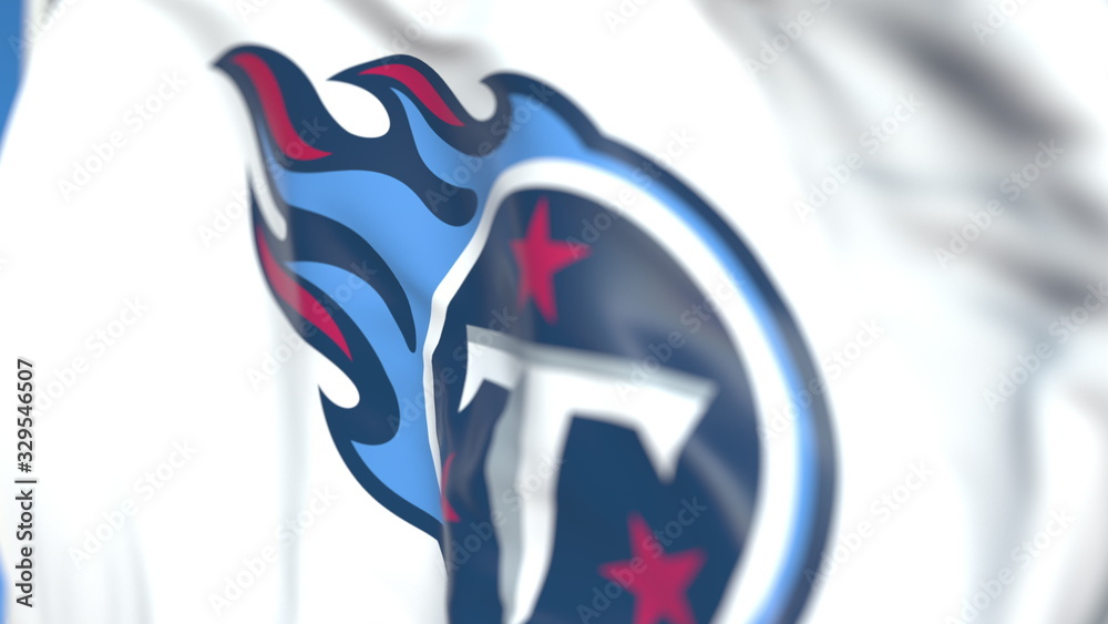 Flying flag with Tennessee Titans team logo, close-up. Editorial 3D ...