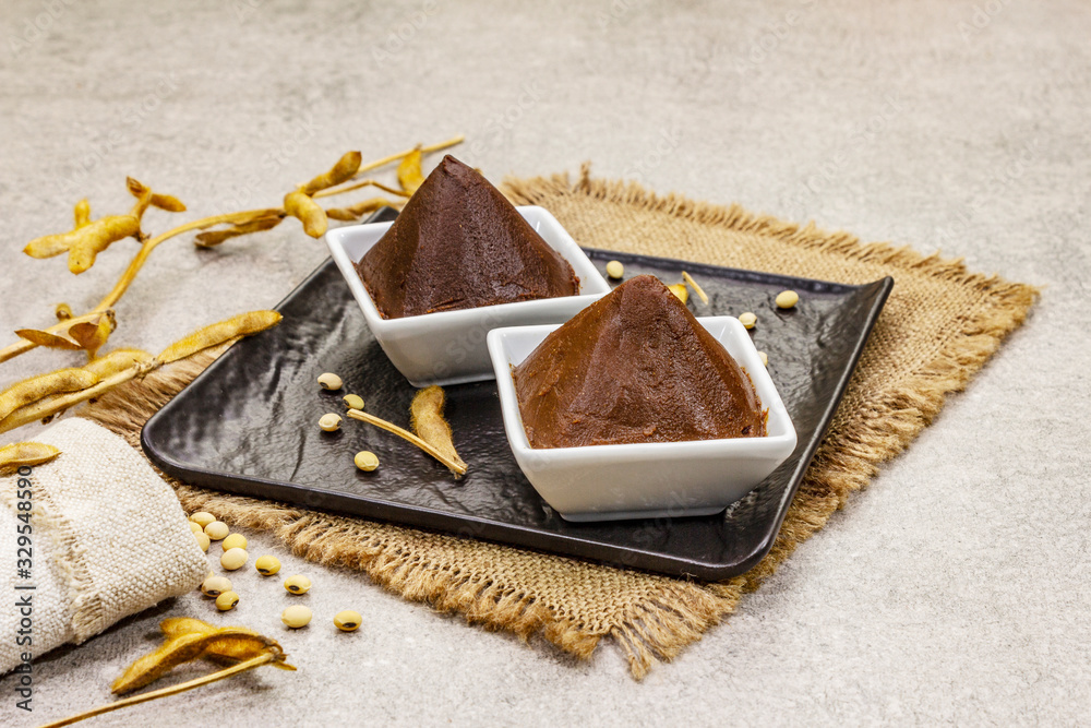 Miso paste, traditional Japanese seasoning. Two types, dark and light ...