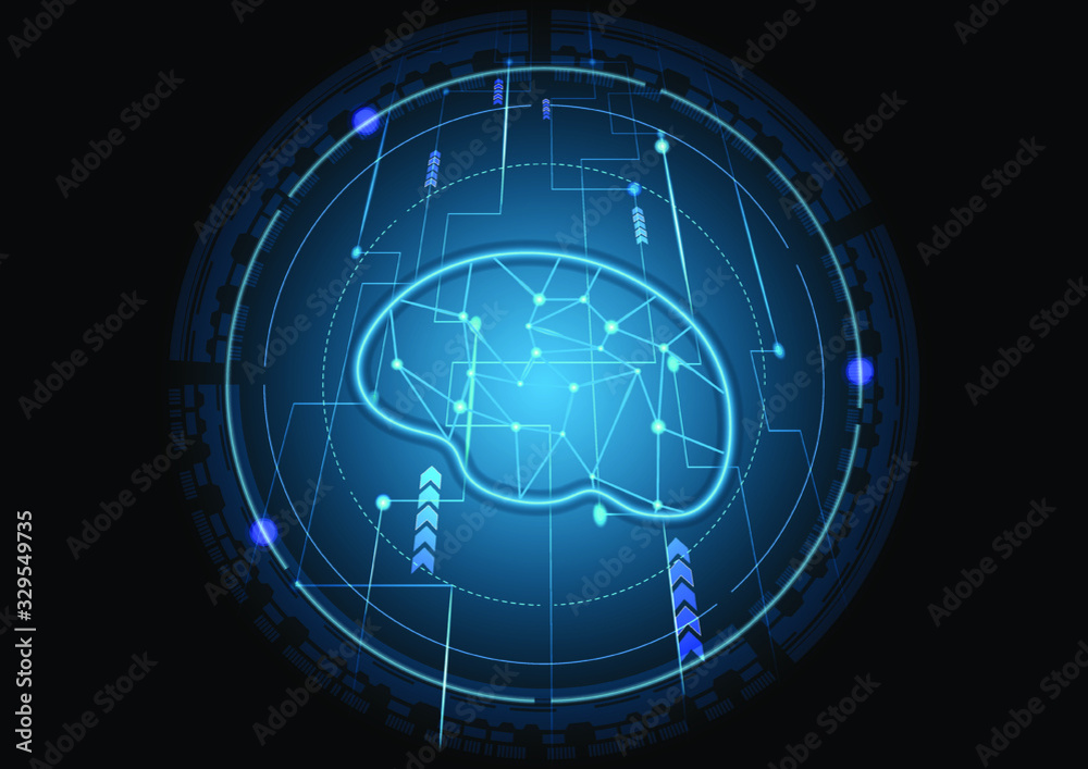 Abstract technology background Hi-tech ,Human Brain ,Neurology ...