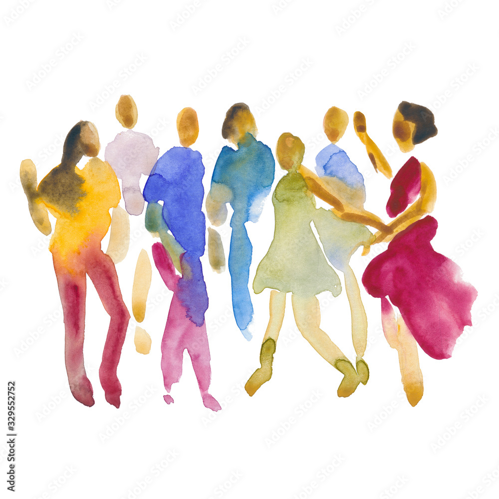 Watercolor People Dancing