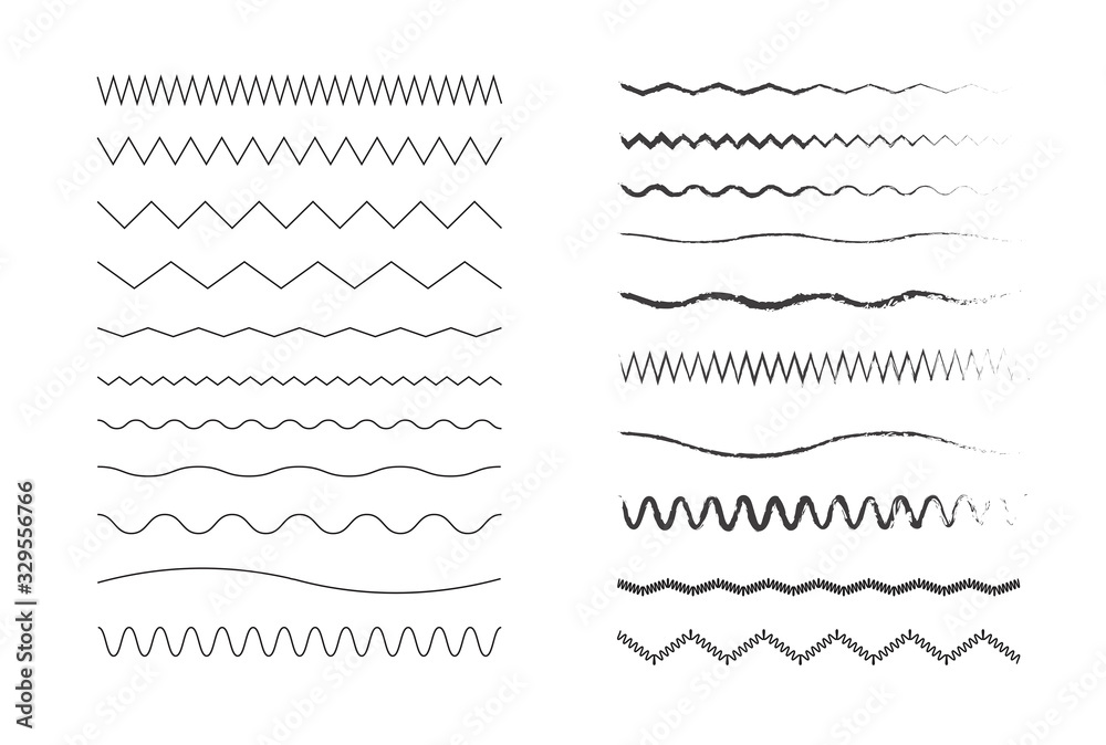 Wavy lines. Set of ink strokes. Vector illustration. Stock Vector ...