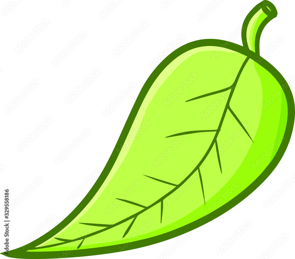 Funny and cute green leaf in simple cartoon style Stock Vector | Adobe ...