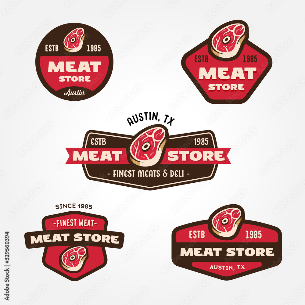Set of vintage meat market logo templates Stock Vector | Adobe Stock