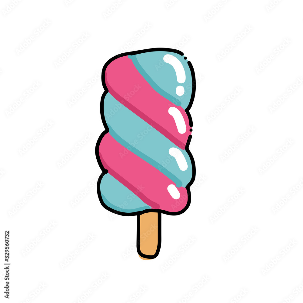 Ice Cream spiral Choc-ice Sketch. Hand drawn cartoon isolated ...
