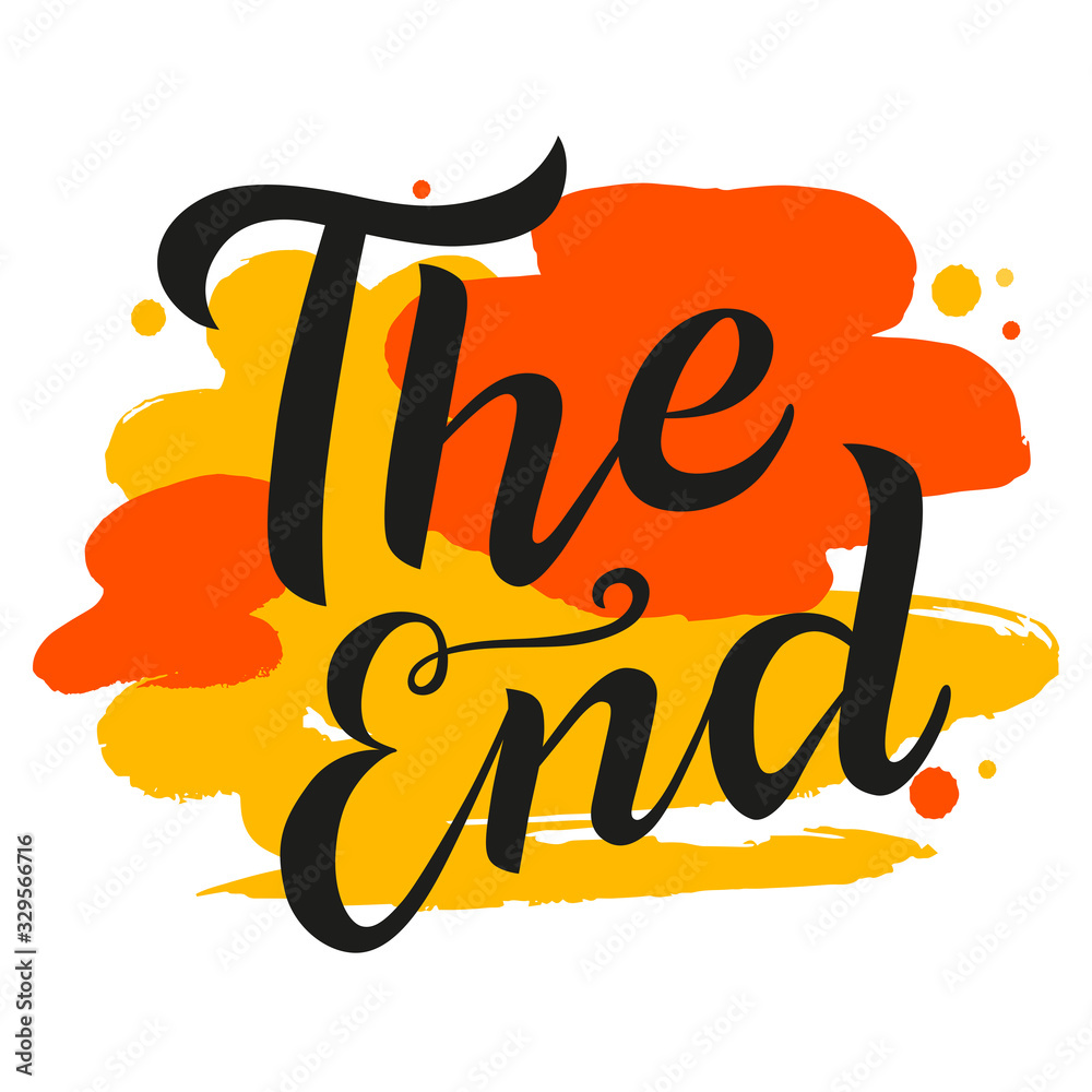 The end lettering text on background. Handmade calligraphy vector ...