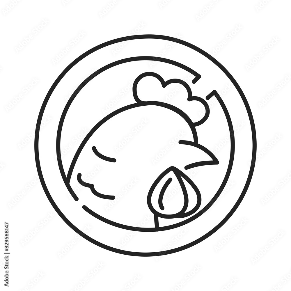 Animal care black line icon. Label do not eat animal meat sign ...