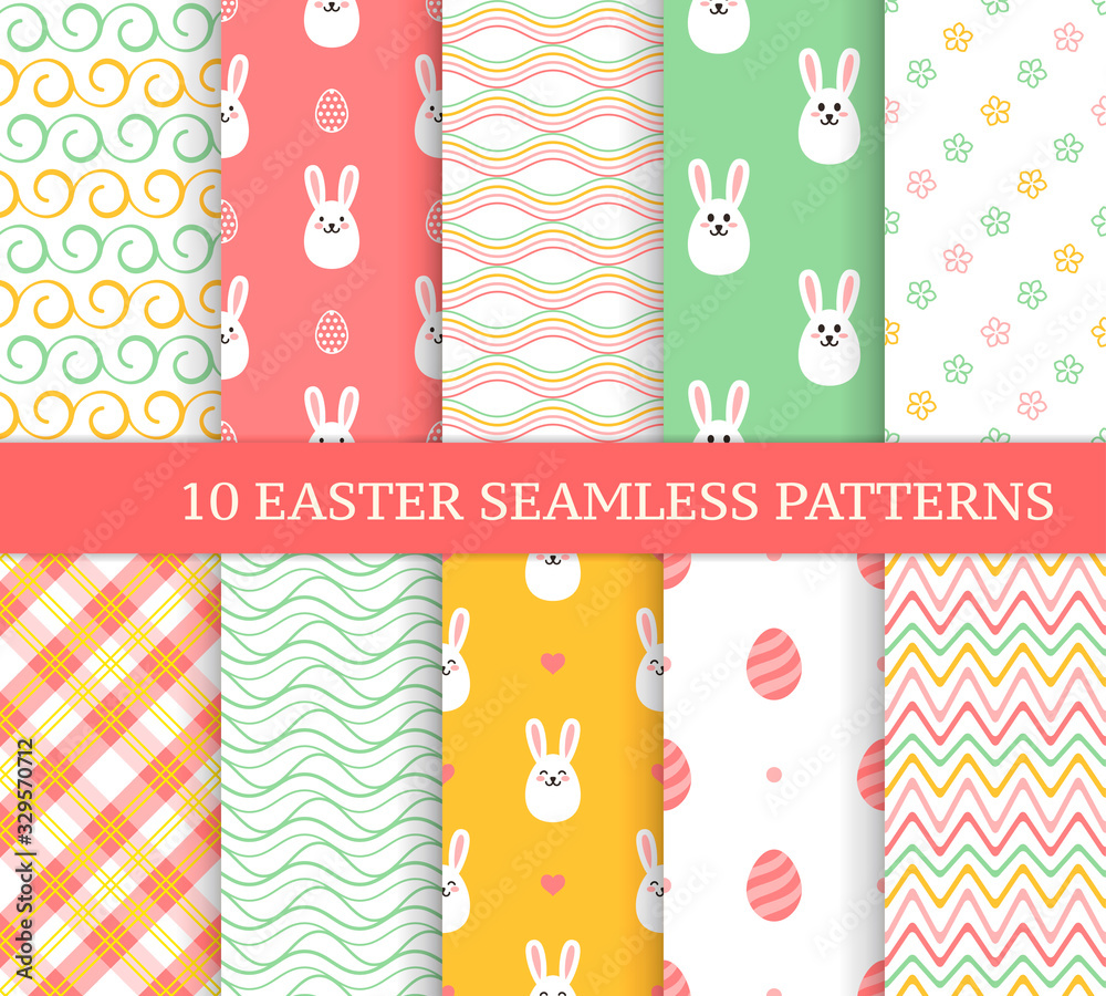 Ten different Easter seamless patterns. Endless texture for wallpaper ...