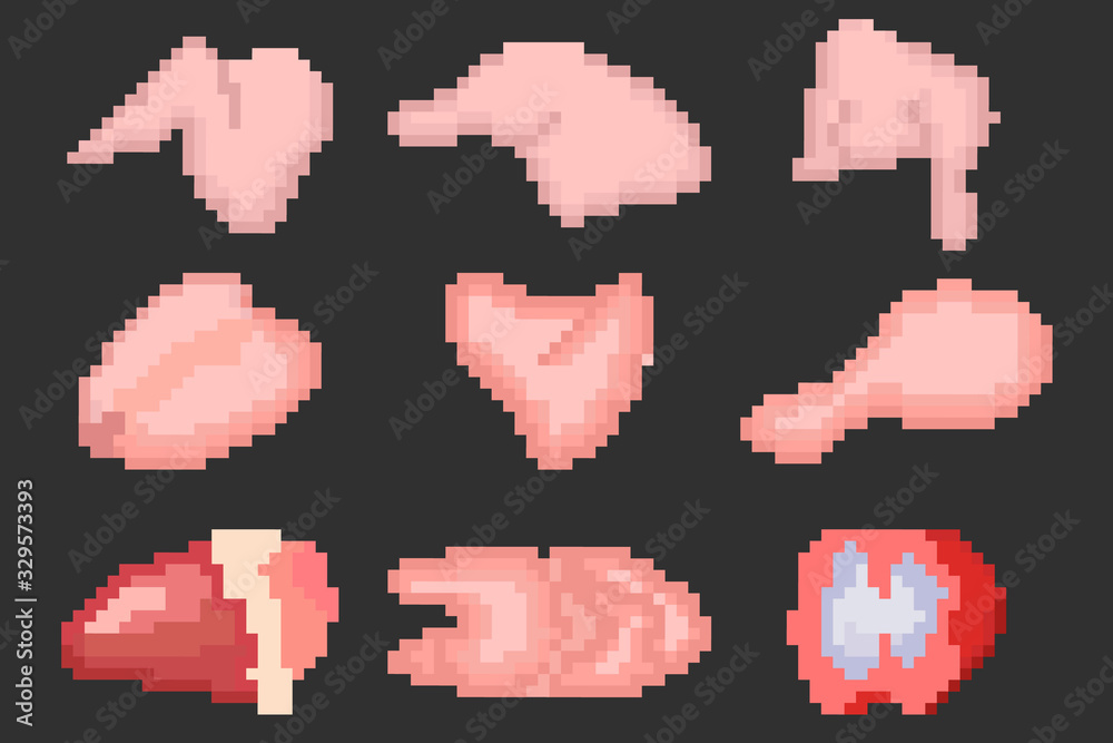 Vetor de A set of nine food elements in the style of a small number of ...