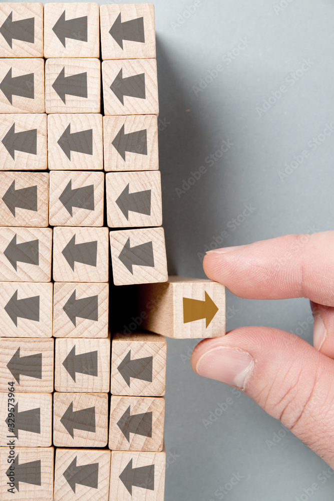 Wooden Blocks with Arrow Change Concept Stock Photo | Adobe Stock