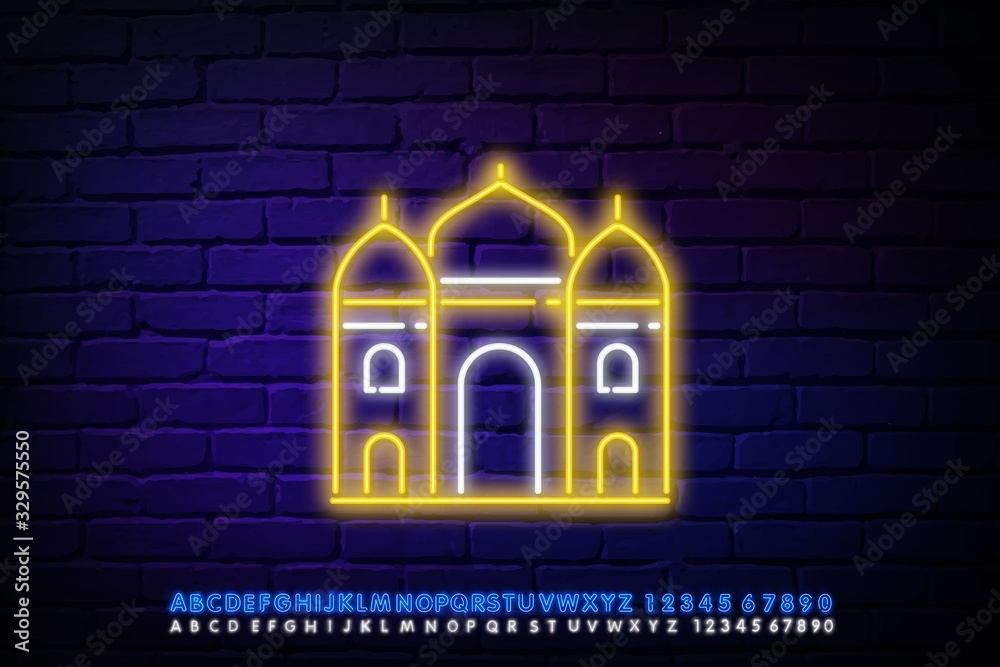 India Agra icon neon light glowing vector illustration Vector ...